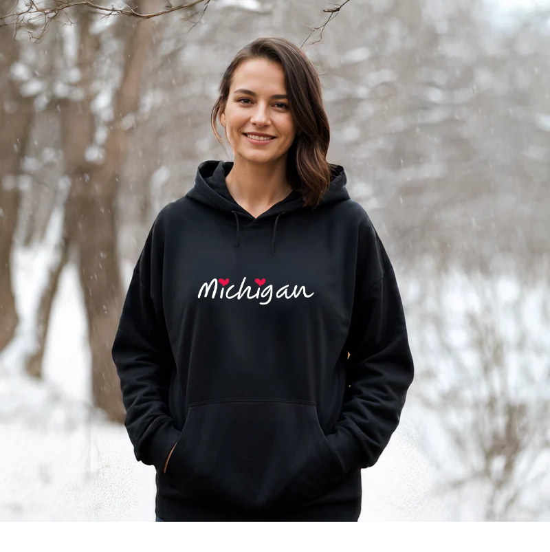 "I Love Michigan" Relaxed Fit Classic Unisex Hoodie | Livnfresh.com